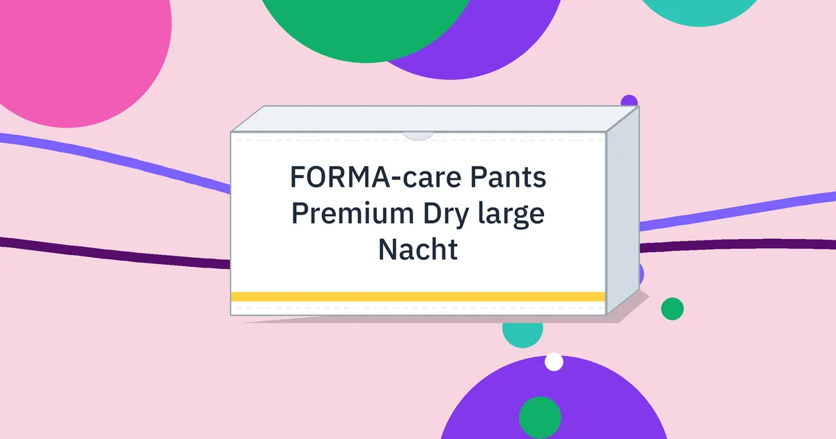 Symbolbild: Packung mit der Aufschrift FORMA-care Pants Premium Dry large Nacht (PZN 18355962) – Verfügbarkeit und Bezug in Apotheken in Frankfurt am Main