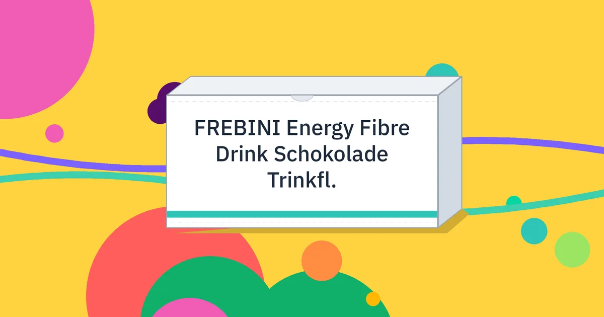 Symbolbild: Packung mit der Aufschrift FREBINI Energy Fibre Drink Schokolade Trinkfl. (PZN 00066068) – Verfügbarkeit und Bezug in Apotheken in Frankfurt am Main