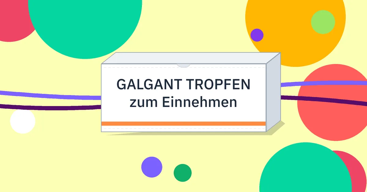 Symbolbild: Packung mit der Aufschrift GALGANT TROPFEN zum Einnehmen (PZN 17427398) – Verfügbarkeit und Bezug in Apotheken in Frankfurt am Main