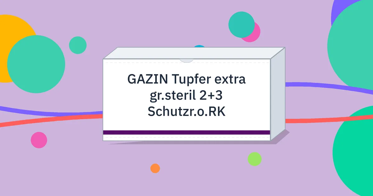 Symbolbild: Packung mit der Aufschrift GAZIN Tupfer extra gr.steril 2+3 Schutzr.o.RK (PZN 01232250) – Verfügbarkeit und Bezug in Apotheken in Frankfurt am Main