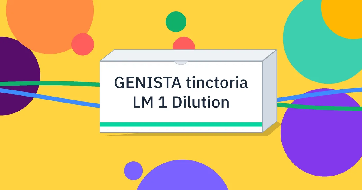 Symbolbild: Packung mit der Aufschrift GENISTA tinctoria LM 1 Dilution (PZN 13499308) – Verfügbarkeit und Bezug in Apotheken in Frankfurt am Main
