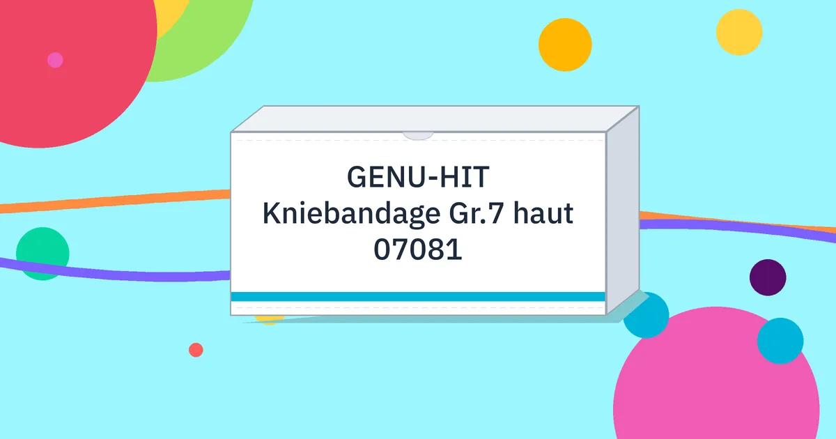 Symbolbild: Packung mit der Aufschrift GENU-HIT Kniebandage Gr.7 haut 07081 (PZN 08486479) – Verfügbarkeit und Bezug in Apotheken in Frankfurt am Main