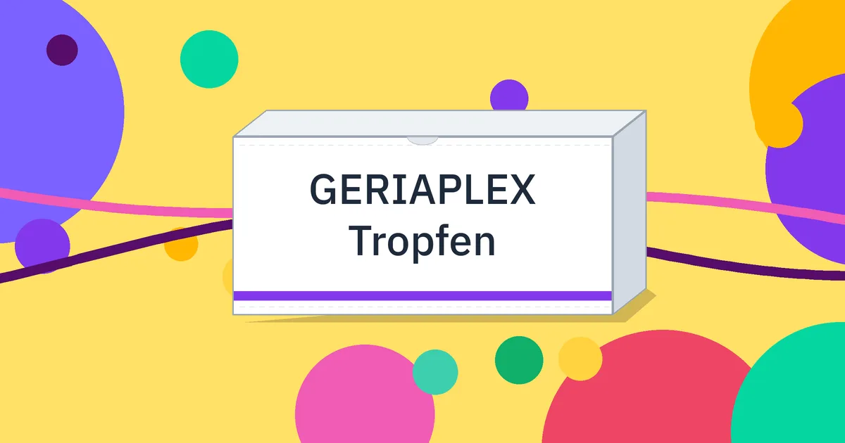 Symbolbild: Packung mit der Aufschrift GERIAPLEX Tropfen (PZN 12872142) – Verfügbarkeit und Bezug in Apotheken in Frankfurt am Main