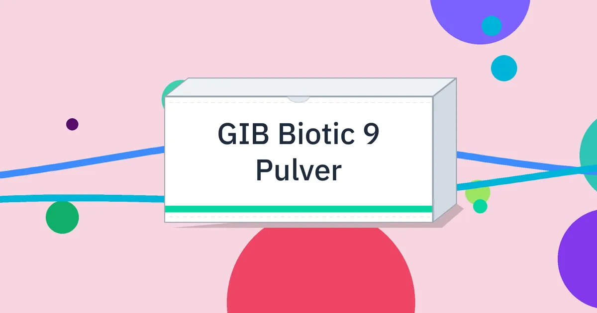 Symbolbild: Packung mit der Aufschrift GIB Biotic 9 Pulver (PZN 18893240) – Verfügbarkeit und Bezug in Apotheken in Frankfurt am Main