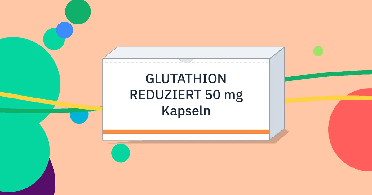 Symbolbild: Packung mit der Aufschrift GLUTATHION REDUZIERT 50 mg Kapseln (PZN 01551280) – Verfügbarkeit und Bezug in Apotheken in Frankfurt am Main