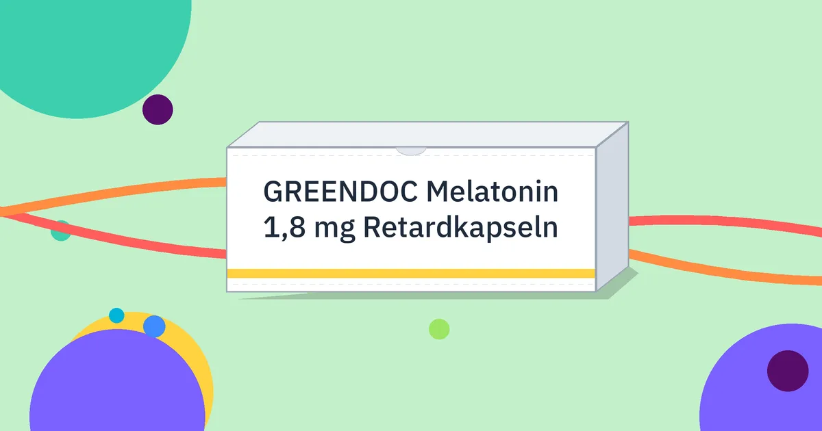 Symbolbild: Packung mit der Aufschrift GREENDOC Melatonin 1,8 mg Retardkapseln (PZN 18307029) – Verfügbarkeit und Bezug in Apotheken in Frankfurt am Main