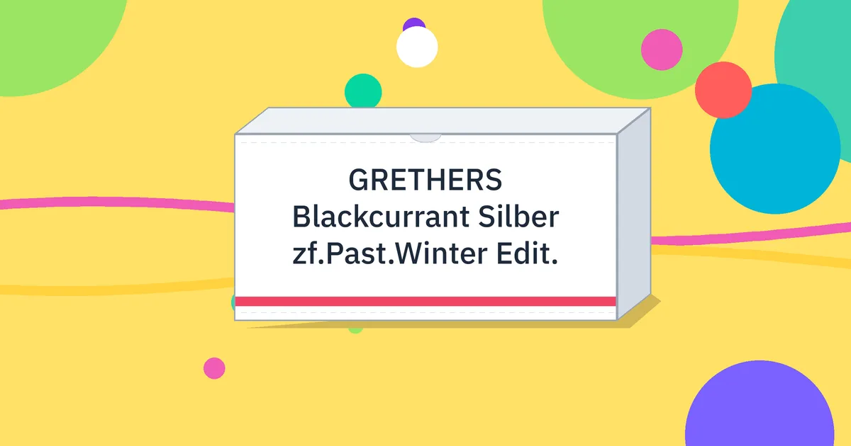 Symbolbild: Packung mit der Aufschrift GRETHERS Blackcurrant Silber zf.Past.Winter Edit. (PZN 17884486) – Verfügbarkeit und Bezug in Apotheken in Frankfurt am Main