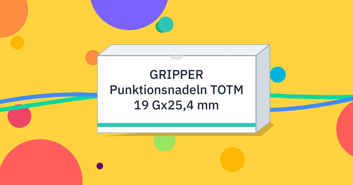 Symbolbild: Packung mit der Aufschrift GRIPPER Punktionsnadeln TOTM 19 Gx25,4 mm (PZN 00435689) – Verfügbarkeit und Bezug in Apotheken in Frankfurt am Main