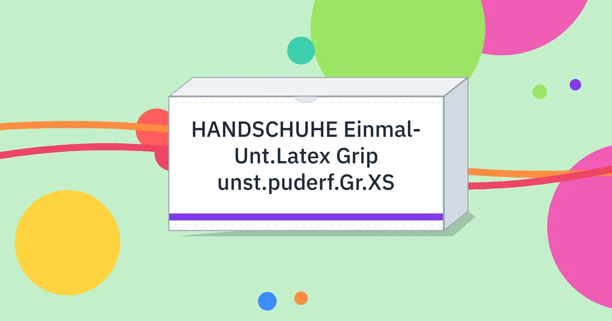 Symbolbild: Packung mit der Aufschrift HANDSCHUHE Einmal-Unt.Latex Grip unst.puderf.Gr.XS (PZN 10050252) – Verfügbarkeit und Bezug in Apotheken in Frankfurt am Main