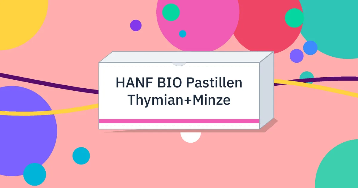 Symbolbild: Packung mit der Aufschrift HANF BIO Pastillen Thymian+Minze (PZN 16581996) – Verfügbarkeit und Bezug in Apotheken in Frankfurt am Main
