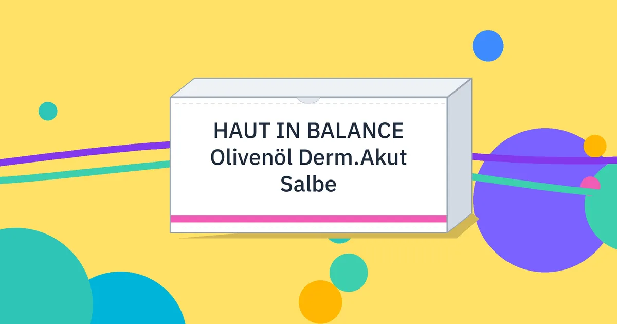 Symbolbild: Packung mit der Aufschrift HAUT IN BALANCE Olivenöl Derm.Akut Salbe (PZN 06816352) – Verfügbarkeit und Bezug in Apotheken in Frankfurt am Main