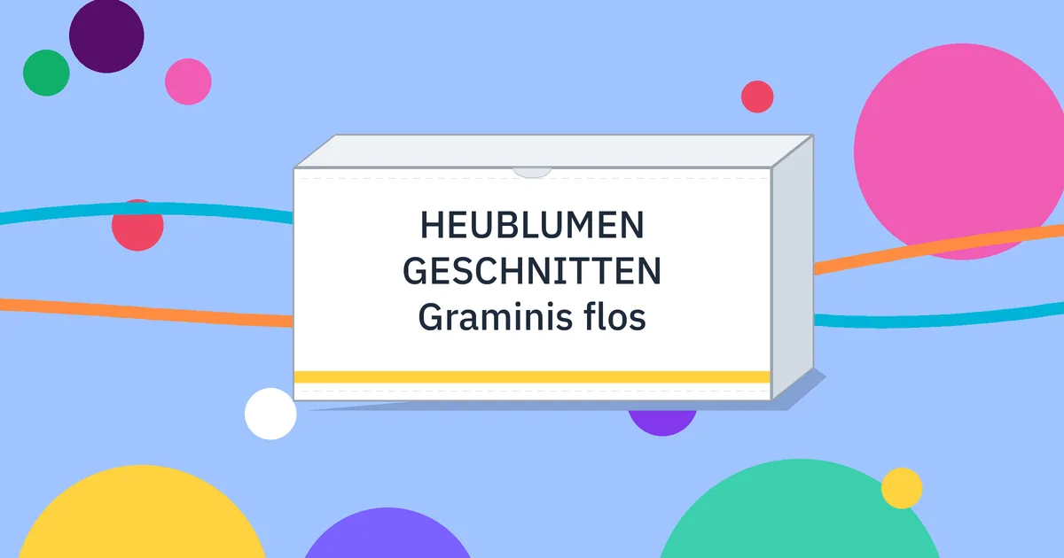 Symbolbild: Packung mit der Aufschrift HEUBLUMEN GESCHNITTEN Graminis flos (PZN 20953682) – Verfügbarkeit und Bezug in Apotheken in Frankfurt am Main