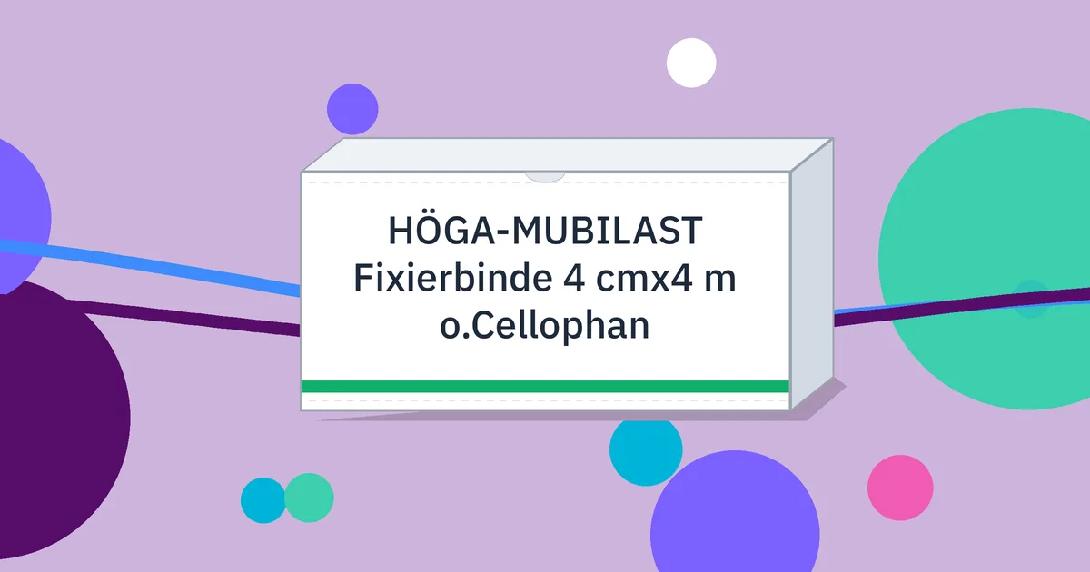Symbolbild: Packung mit der Aufschrift HÖGA-MUBILAST Fixierbinde 4 cmx4 m o.Cellophan (PZN 04401552) – Verfügbarkeit und Bezug in Apotheken in Frankfurt am Main