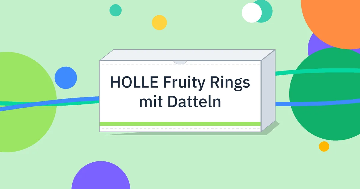 Symbolbild: Packung mit der Aufschrift HOLLE Fruity Rings mit Datteln (PZN 15193364) – Verfügbarkeit und Bezug in Apotheken in Frankfurt am Main