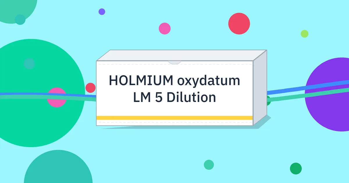 Symbolbild: Packung mit der Aufschrift HOLMIUM oxydatum LM 5 Dilution (PZN 13554800) – Verfügbarkeit und Bezug in Apotheken in Frankfurt am Main