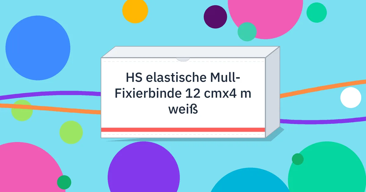 Symbolbild: Packung mit der Aufschrift HS elastische Mull-Fixierbinde 12 cmx4 m weiß (PZN 12570180) – Verfügbarkeit und Bezug in Apotheken in Frankfurt am Main