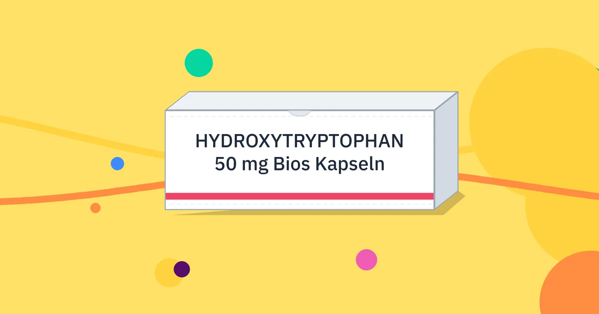 Symbolbild: Packung mit der Aufschrift HYDROXYTRYPTOPHAN 50 mg Bios Kapseln (PZN 09379923) – Verfügbarkeit und Bezug in Apotheken in Frankfurt am Main