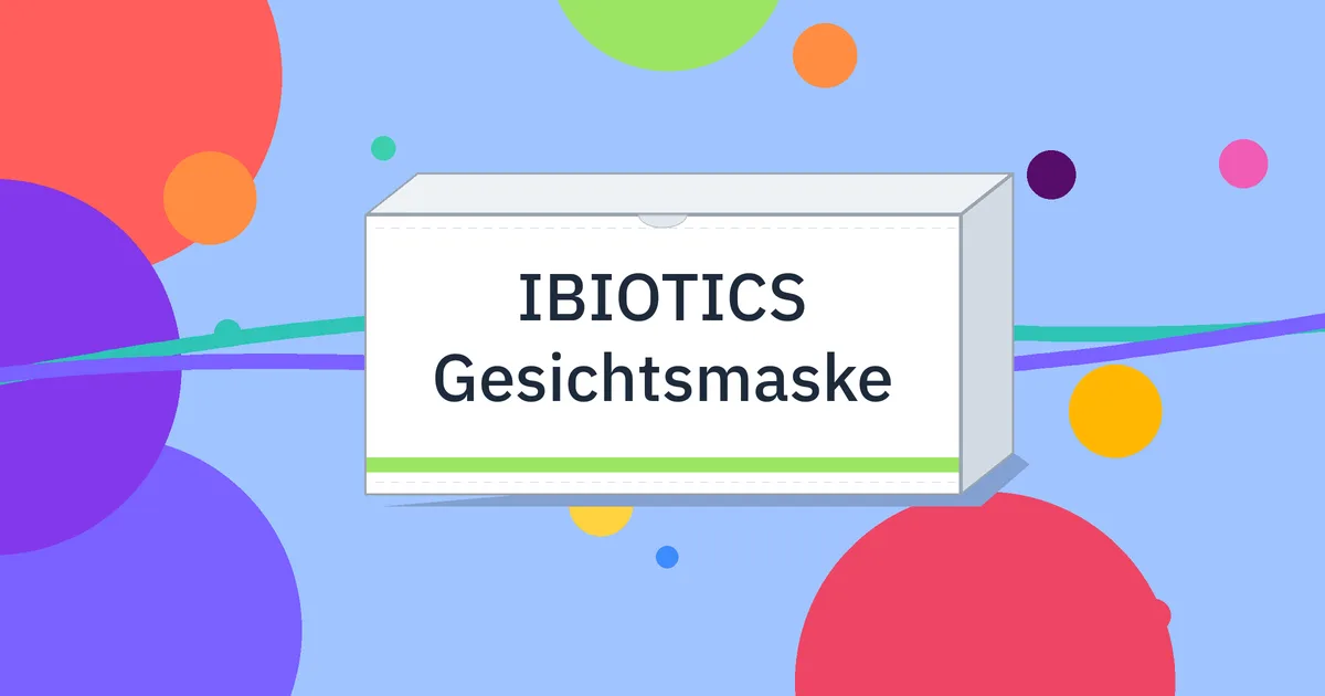 Symbolbild: Packung mit der Aufschrift IBIOTICS Gesichtsmaske (PZN 14049174) – Verfügbarkeit und Bezug in Apotheken in Frankfurt am Main