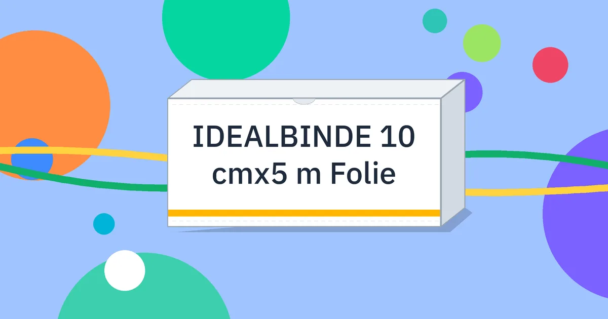Symbolbild: Packung mit der Aufschrift IDEALBINDE 10 cmx5 m Folie (PZN 18302948) – Verfügbarkeit und Bezug in Apotheken in Frankfurt am Main