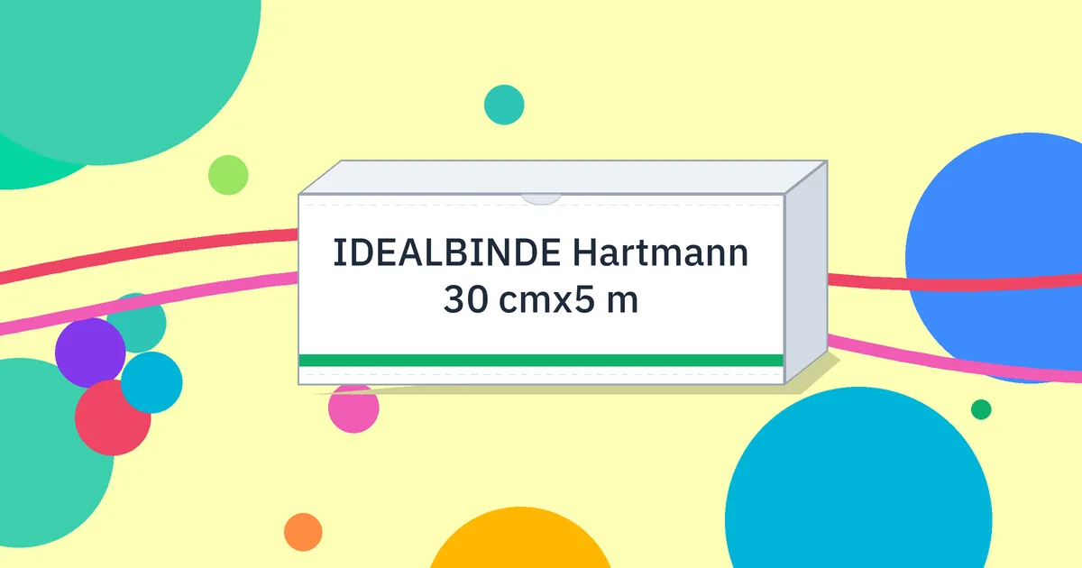 Symbolbild: Packung mit der Aufschrift IDEALBINDE Hartmann 30 cmx5 m (PZN 20176149) – Verfügbarkeit und Bezug in Apotheken in Frankfurt am Main