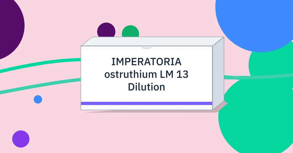 Symbolbild: Packung mit der Aufschrift IMPERATORIA ostruthium LM 13 Dilution (PZN 13559080) – Verfügbarkeit und Bezug in Apotheken in Frankfurt am Main