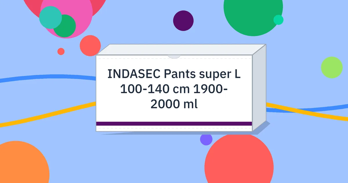 Symbolbild: Packung mit der Aufschrift INDASEC Pants super L 100-140 cm 1900-2000 ml (PZN 09922712) – Verfügbarkeit und Bezug in Apotheken in Frankfurt am Main