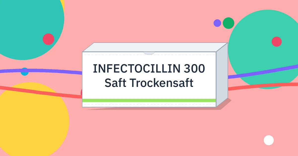 Symbolbild: Packung mit der Aufschrift INFECTOCILLIN 300 Saft Trockensaft (PZN 03124961) – Verfügbarkeit und Bezug in Apotheken in Frankfurt am Main