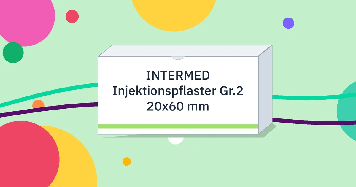 Symbolbild: Packung mit der Aufschrift INTERMED Injektionspflaster Gr.2 20x60 mm (PZN 02670992) – Verfügbarkeit und Bezug in Apotheken in Frankfurt am Main