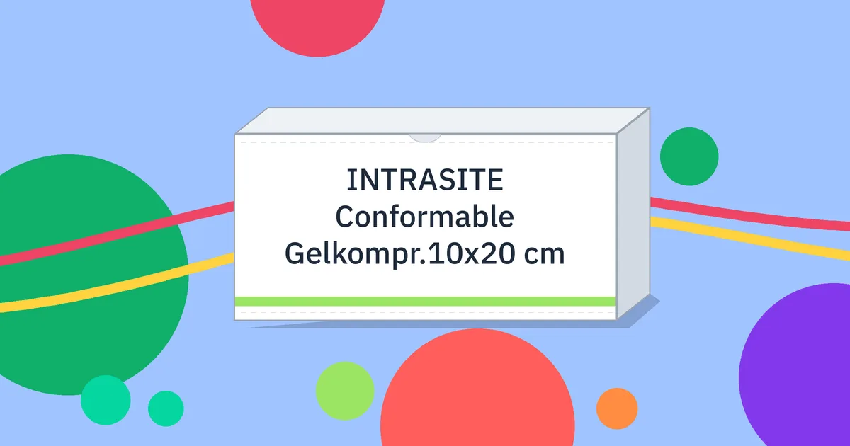 Symbolbild: Packung mit der Aufschrift INTRASITE Conformable Gelkompr.10x20 cm (PZN 13348006) – Verfügbarkeit und Bezug in Apotheken in Frankfurt am Main