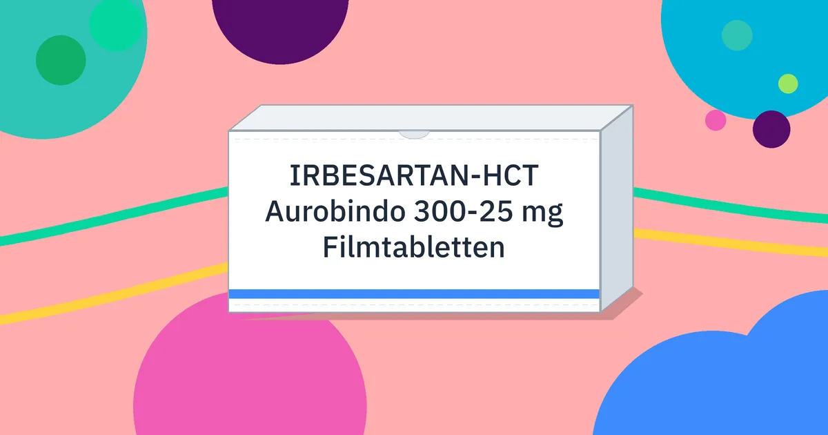 Symbolbild: Packung mit der Aufschrift IRBESARTAN-HCT Aurobindo 300-25 mg Filmtabletten (PZN 02816148) – Verfügbarkeit und Bezug in Apotheken in Frankfurt am Main