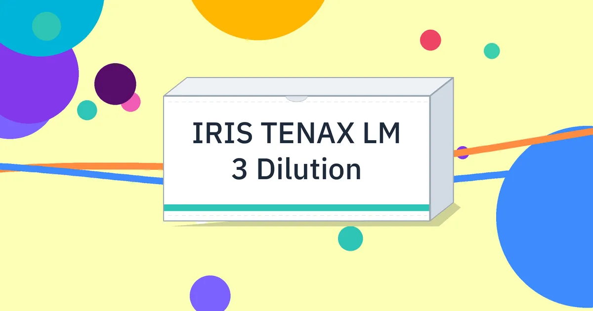 Symbolbild: Packung mit der Aufschrift IRIS TENAX LM 3 Dilution (PZN 12914248) – Verfügbarkeit und Bezug in Apotheken in Frankfurt am Main