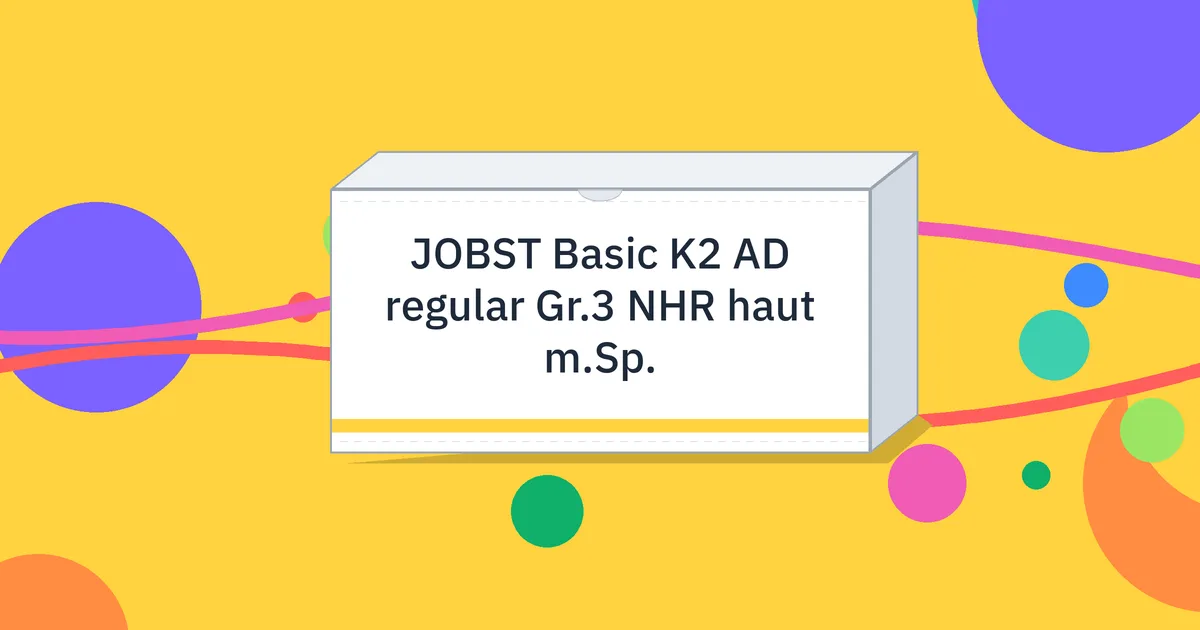 Symbolbild: Packung mit der Aufschrift JOBST Basic K2 AD regular Gr.3 NHR haut m.Sp. (PZN 15312538) – Verfügbarkeit und Bezug in Apotheken in Frankfurt am Main