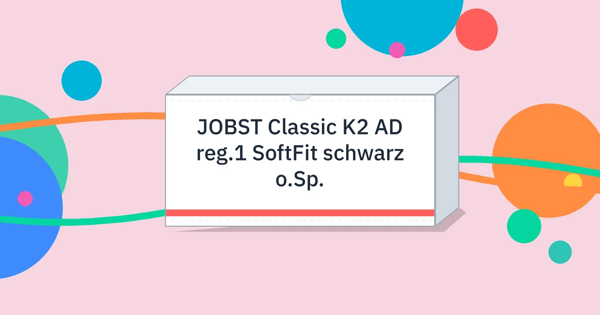 Symbolbild: Packung mit der Aufschrift JOBST Classic K2 AD reg.1 SoftFit schwarz o.Sp. (PZN 14221762) – Verfügbarkeit und Bezug in Apotheken in Frankfurt am Main