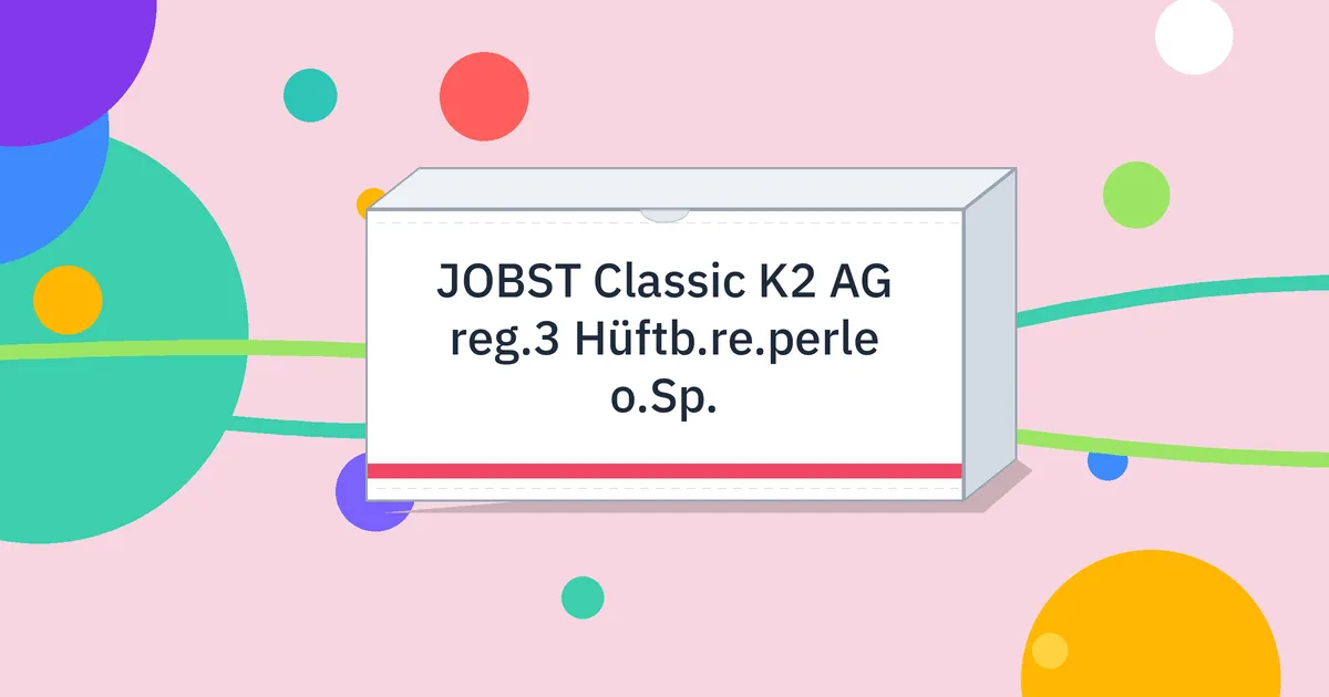 Symbolbild: Packung mit der Aufschrift JOBST Classic K2 AG reg.3 Hüftb.re.perle o.Sp. (PZN 13067282) – Verfügbarkeit und Bezug in Apotheken in Frankfurt am Main