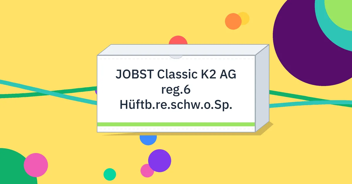 Symbolbild: Packung mit der Aufschrift JOBST Classic K2 AG reg.6 Hüftb.re.schw.o.Sp. (PZN 13067460) – Verfügbarkeit und Bezug in Apotheken in Frankfurt am Main