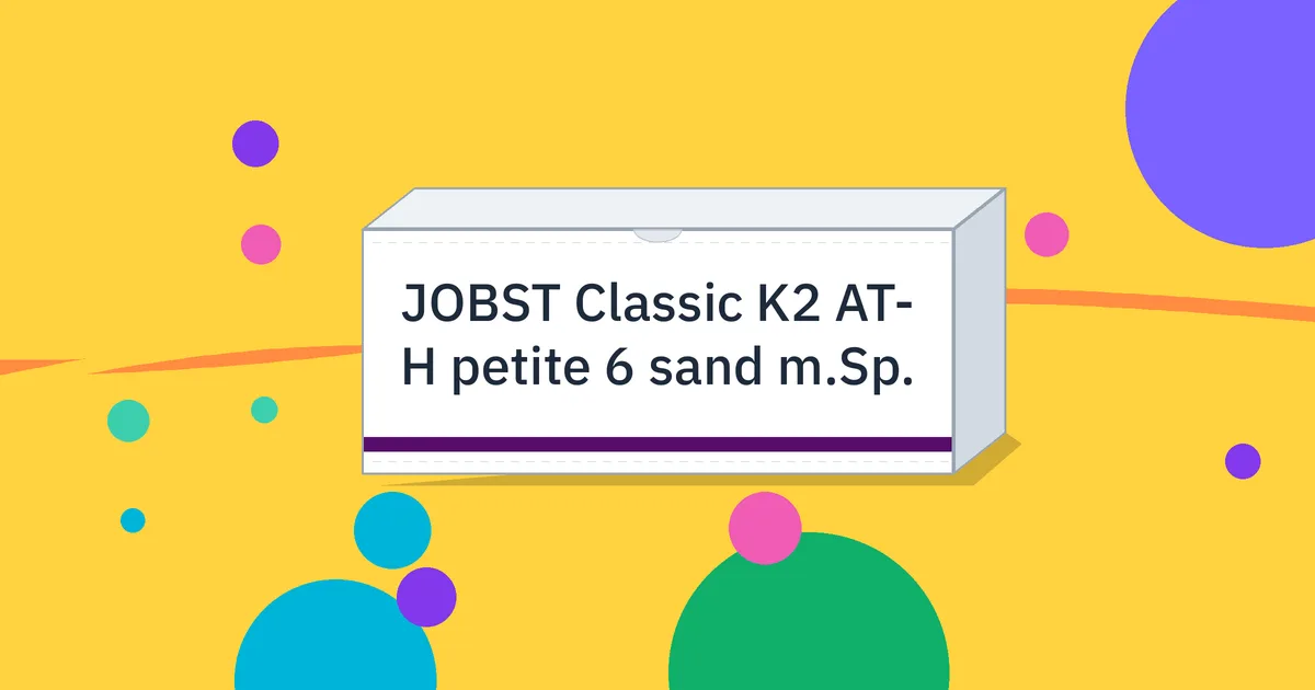 Symbolbild: Packung mit der Aufschrift JOBST Classic K2 AT-H petite 6 sand m.Sp. (PZN 13159831) – Verfügbarkeit und Bezug in Apotheken in Frankfurt am Main