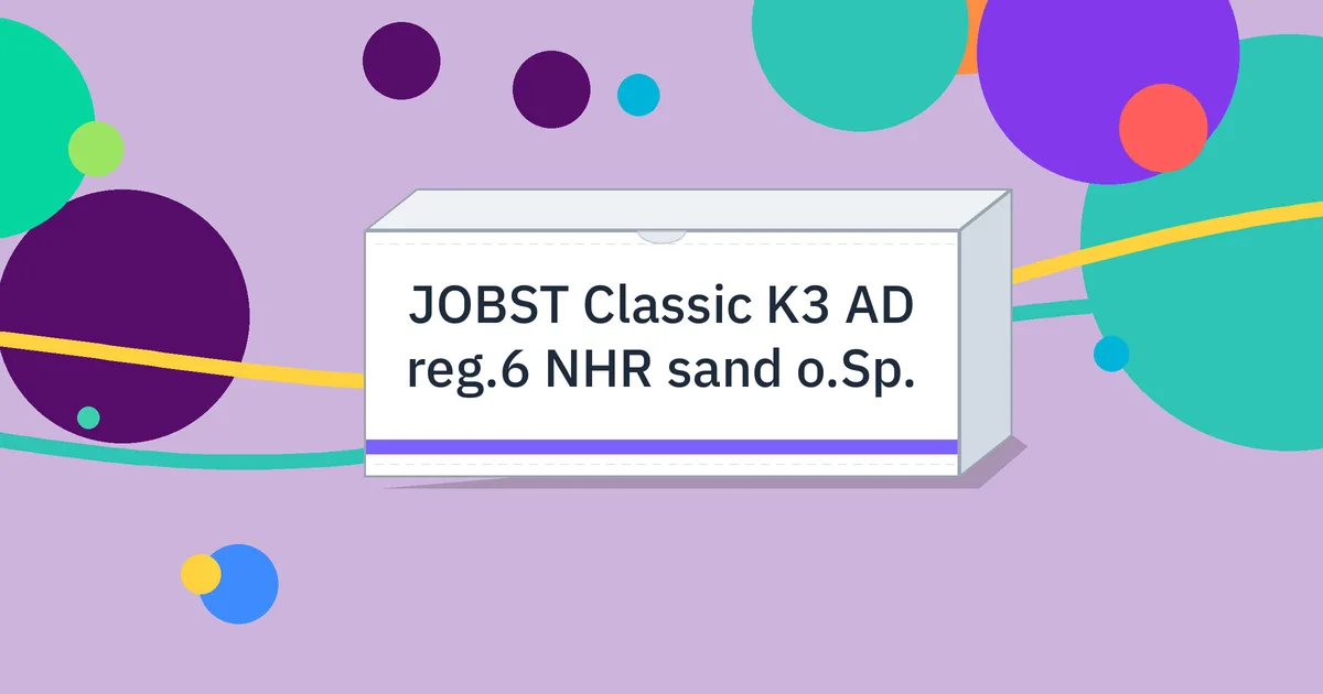 Symbolbild: Packung mit der Aufschrift JOBST Classic K3 AD reg.6 NHR sand o.Sp. (PZN 13071237) – Verfügbarkeit und Bezug in Apotheken in Frankfurt am Main