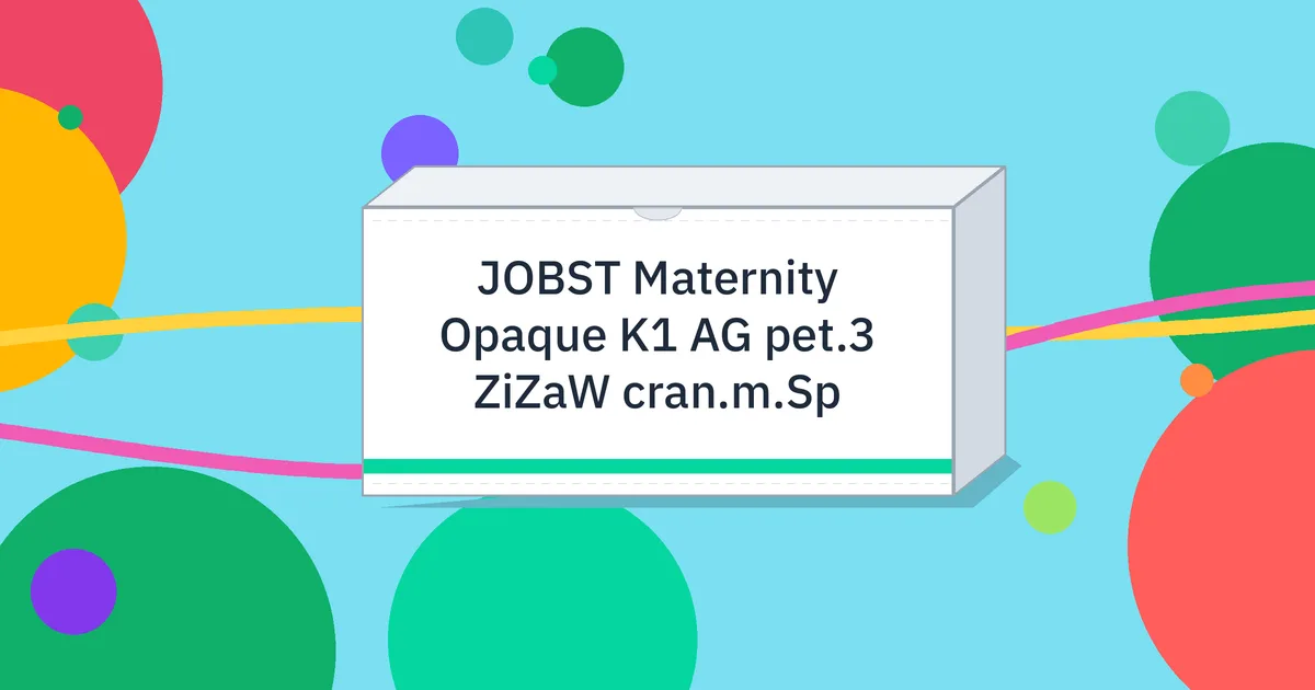 Symbolbild: Packung mit der Aufschrift JOBST Maternity Opaque K1 AG pet.3 ZiZaW cran.m.Sp (PZN 15857433) – Verfügbarkeit und Bezug in Apotheken in Frankfurt am Main