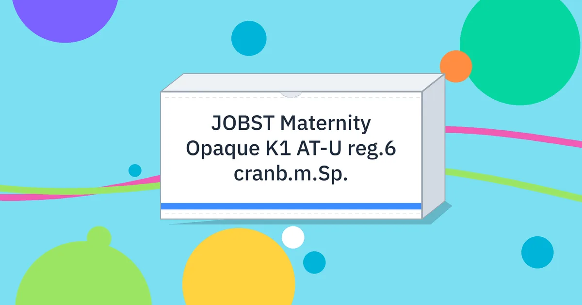 Symbolbild: Packung mit der Aufschrift JOBST Maternity Opaque K1 AT-U reg.6 cranb.m.Sp. (PZN 15857568) – Verfügbarkeit und Bezug in Apotheken in Frankfurt am Main
