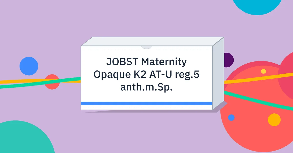 Symbolbild: Packung mit der Aufschrift JOBST Maternity Opaque K2 AT-U reg.5 anth.m.Sp. (PZN 15856451) – Verfügbarkeit und Bezug in Apotheken in Frankfurt am Main