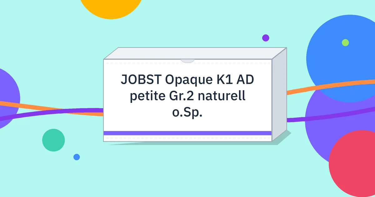 Symbolbild: Packung mit der Aufschrift JOBST Opaque K1 AD petite Gr.2 naturell o.Sp. (PZN 13080294) – Verfügbarkeit und Bezug in Apotheken in Frankfurt am Main