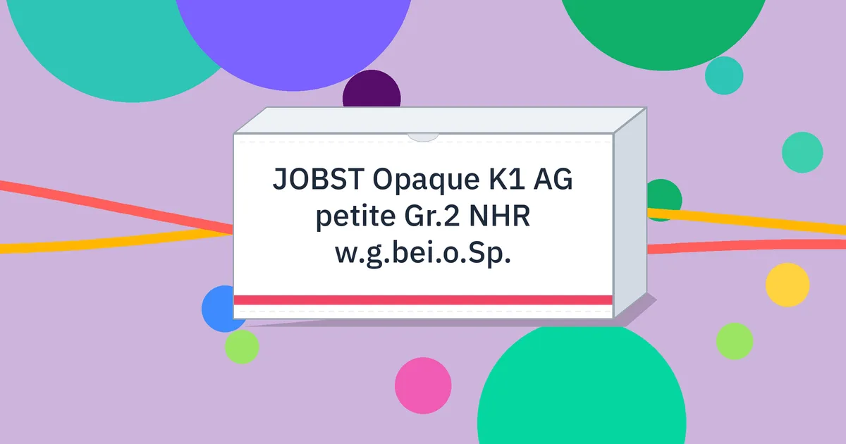 Symbolbild: Packung mit der Aufschrift JOBST Opaque K1 AG petite Gr.2 NHR w.g.bei.o.Sp. (PZN 16269135) – Verfügbarkeit und Bezug in Apotheken in Frankfurt am Main