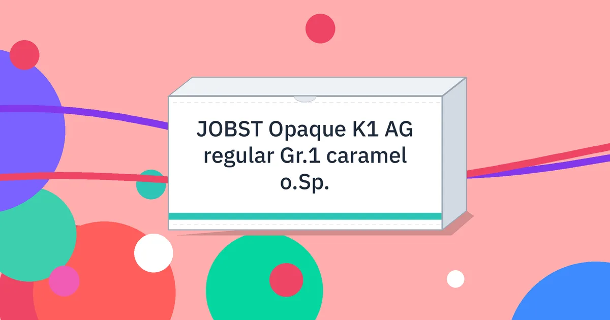 Symbolbild: Packung mit der Aufschrift JOBST Opaque K1 AG regular Gr.1 caramel o.Sp. (PZN 13094267) – Verfügbarkeit und Bezug in Apotheken in Frankfurt am Main