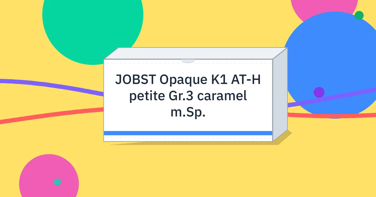 Symbolbild: Packung mit der Aufschrift JOBST Opaque K1 AT-H petite Gr.3 caramel m.Sp. (PZN 13101866) – Verfügbarkeit und Bezug in Apotheken in Frankfurt am Main