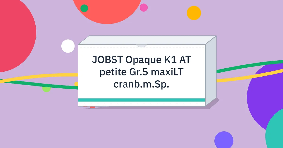 Symbolbild: Packung mit der Aufschrift JOBST Opaque K1 AT petite Gr.5 maxiLT cranb.m.Sp. (PZN 13102713) – Verfügbarkeit und Bezug in Apotheken in Frankfurt am Main