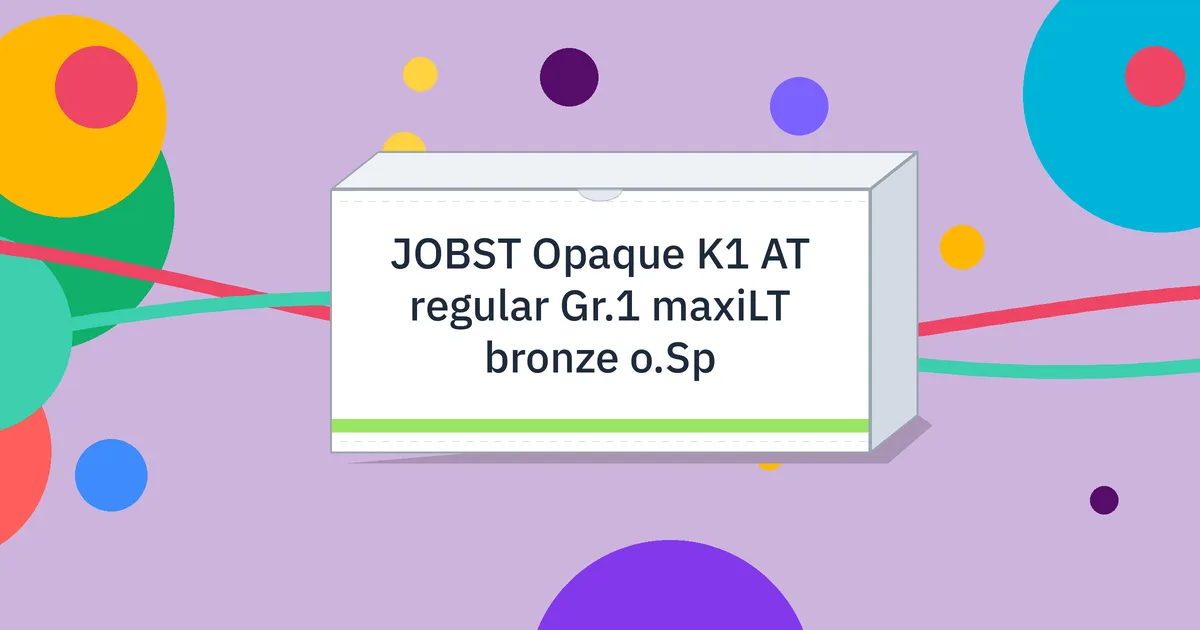 Symbolbild: Packung mit der Aufschrift JOBST Opaque K1 AT regular Gr.1 maxiLT bronze o.Sp (PZN 13106361) – Verfügbarkeit und Bezug in Apotheken in Frankfurt am Main