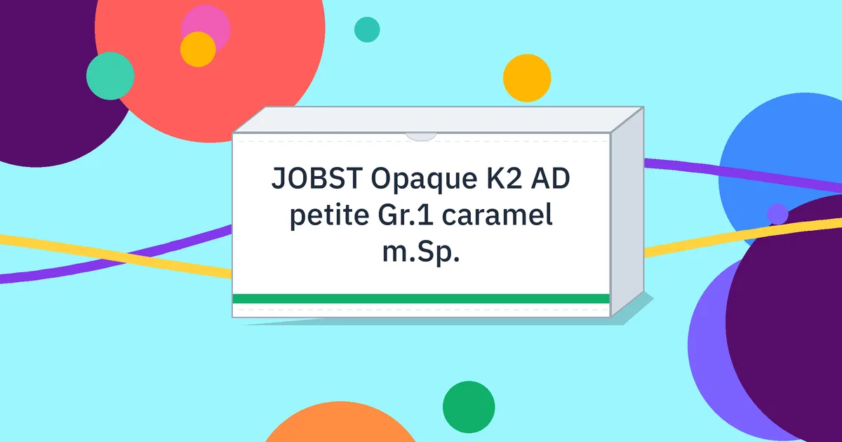 Symbolbild: Packung mit der Aufschrift JOBST Opaque K2 AD petite Gr.1 caramel m.Sp. (PZN 11252070) – Verfügbarkeit und Bezug in Apotheken in Frankfurt am Main