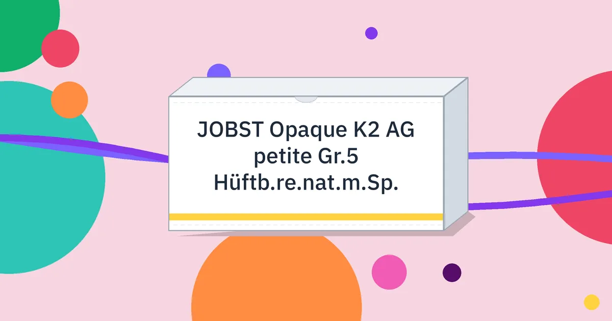 Symbolbild: Packung mit der Aufschrift JOBST Opaque K2 AG petite Gr.5 Hüftb.re.nat.m.Sp. (PZN 13115147) – Verfügbarkeit und Bezug in Apotheken in Frankfurt am Main