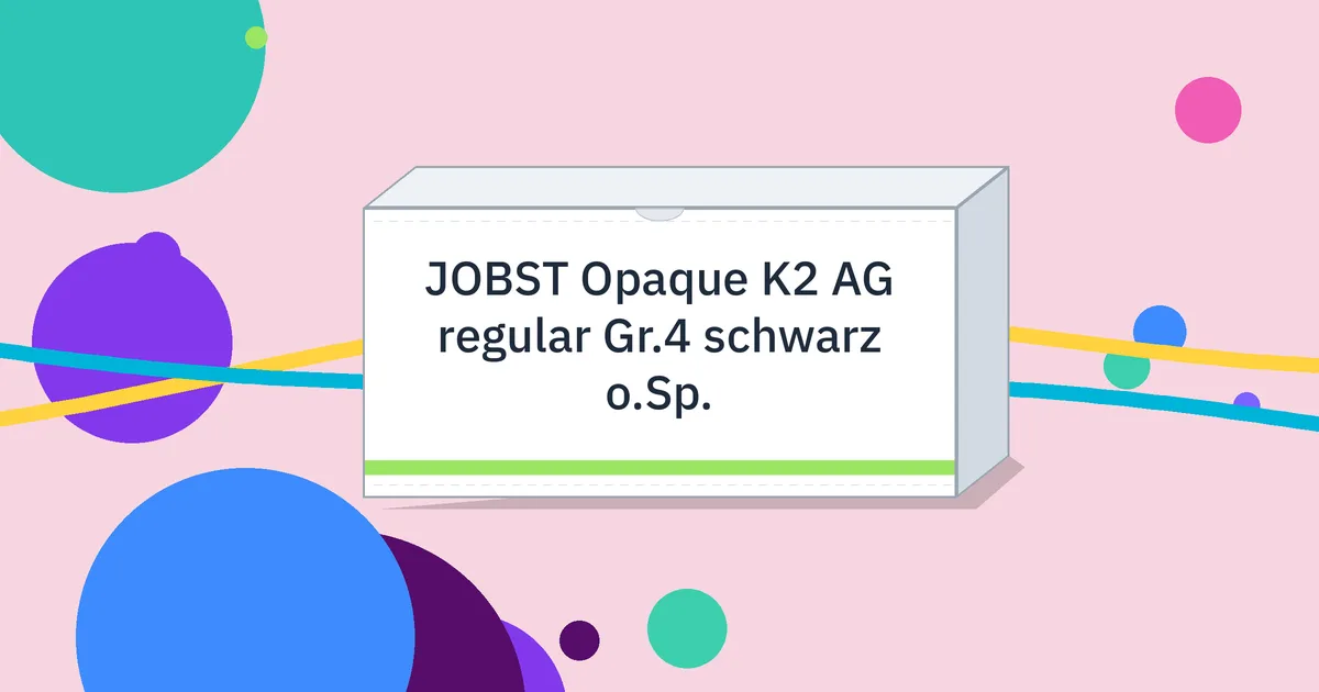 Symbolbild: Packung mit der Aufschrift JOBST Opaque K2 AG regular Gr.4 schwarz o.Sp. (PZN 13113390) – Verfügbarkeit und Bezug in Apotheken in Frankfurt am Main