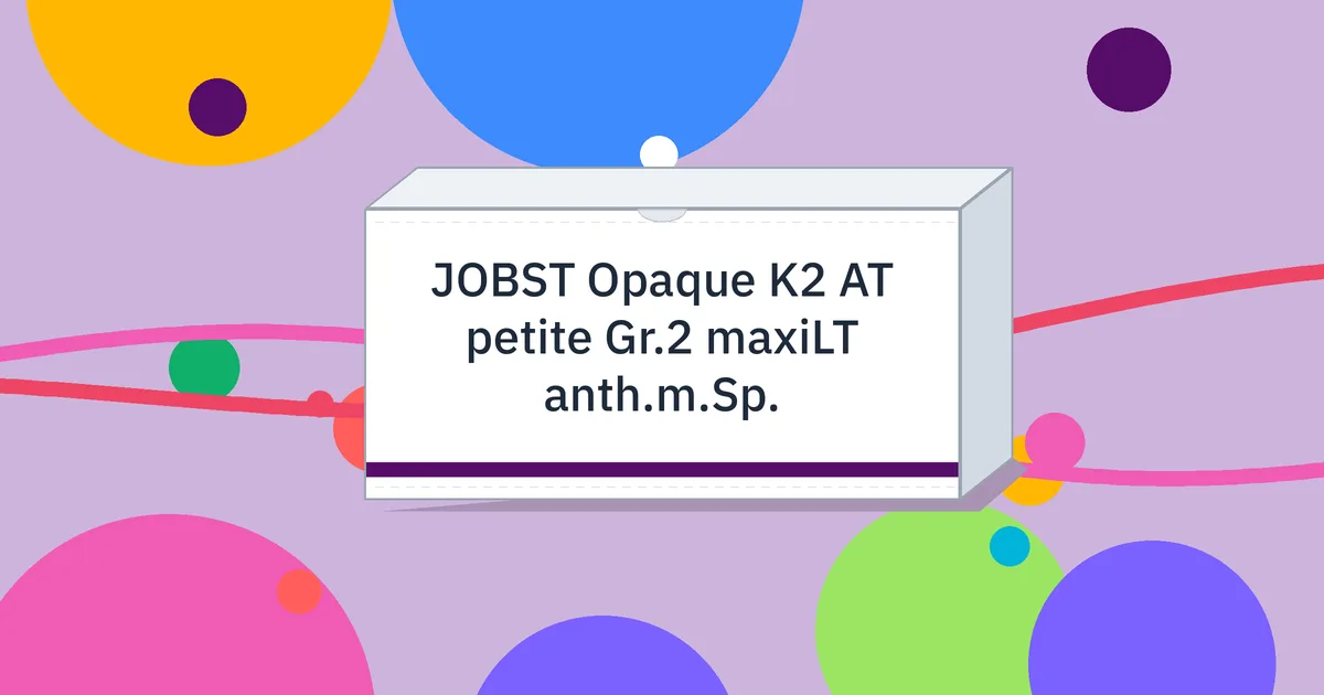 Symbolbild: Packung mit der Aufschrift JOBST Opaque K2 AT petite Gr.2 maxiLT anth.m.Sp. (PZN 16290603) – Verfügbarkeit und Bezug in Apotheken in Frankfurt am Main